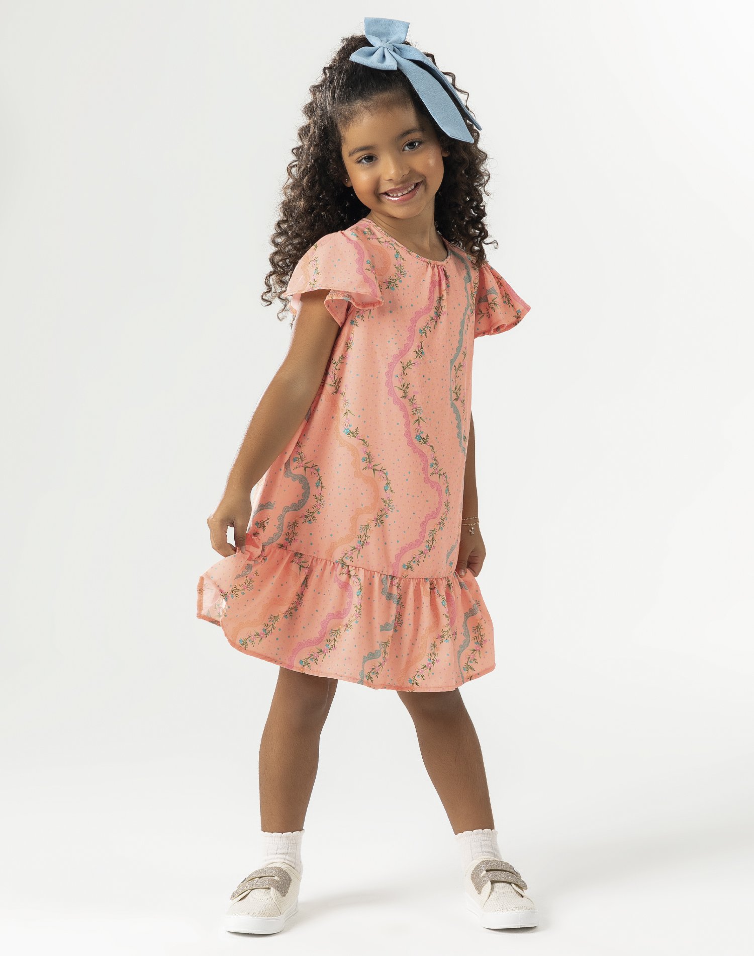 Vestido infantil estampado sublimático Cativa Kids Laranja